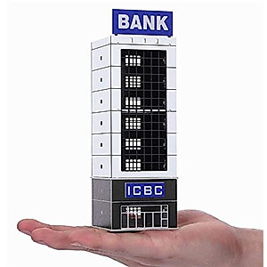 EatingBiting N Scale 1/150 1/144 Outland Sand Table Modern Bank Skyscraper Building Model Realism Scene for DIY Sand Table Garden Micro Landscape Ornaments Decor Supply Player Spray Painting