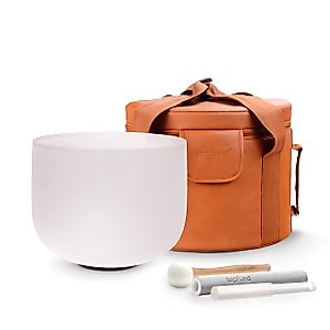 TOPFUND D Note Crystal Singing Bowl Sacral Chakra 11 Inch with Artificial Leather Carrying Case and Suede Mallet