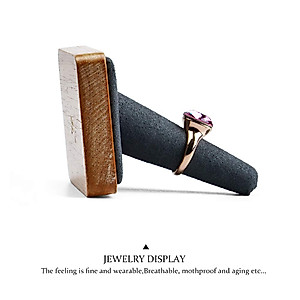 Oirlv Single Finger wooden ring display stand Jewelry Showcase Display Holder (Grey)