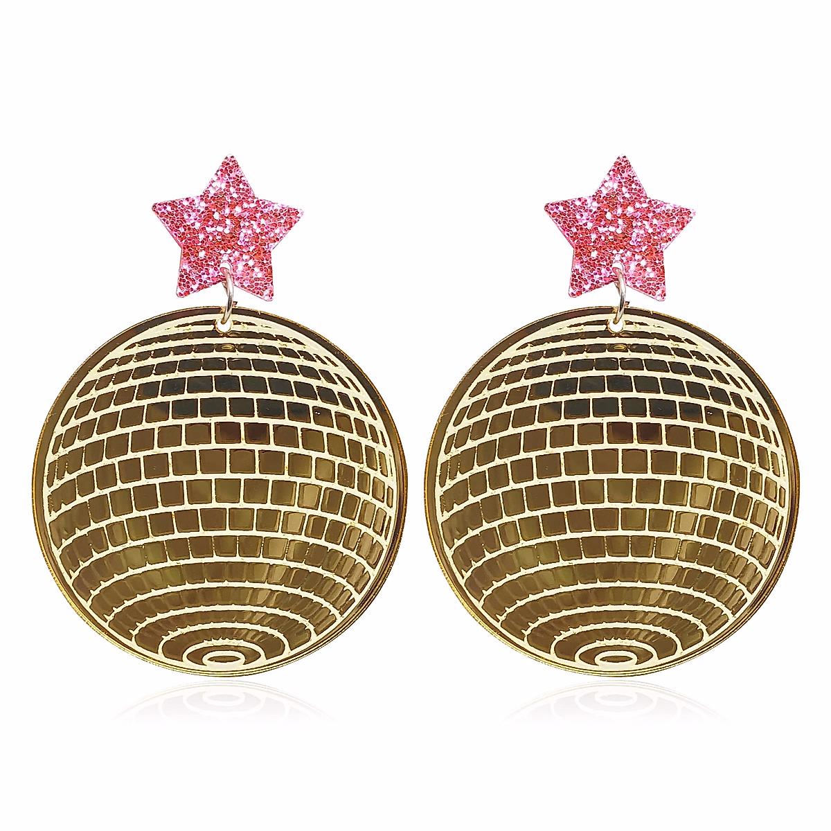 RofYof Disco Ball Earrings Retro Acrylic Disco Ball Earrings 70'S 80'S Disco Dance Punk Dangle Drop Earrings for Women Halloween Party Costume Jewelry Gifts (gold)