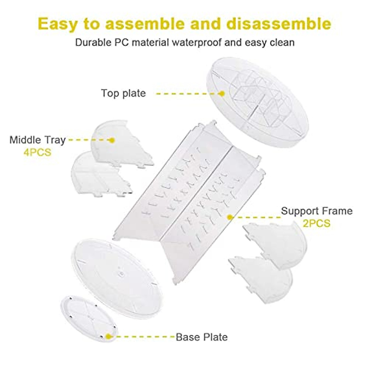 chfine 360 Rotating Makeup Organizer, Large Capacity Detachable Spinning Cosmetics Organizer with 4 Layers, Lazy Susan Makeup Organizer for Skin Care Products Makeup Sets (Crystal Clear)