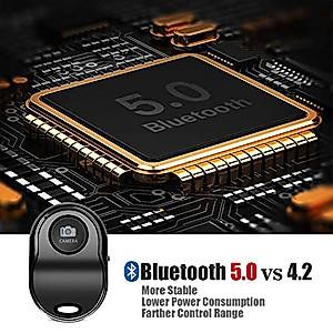 [Upgraded] Bluetooth 5.0 Remote Shutter for iPhone & Android Camera Wireless Remote Control Selfie Button for iPad iPod Tablet, HD Selfie Clicker for Photos & Videos (Black)