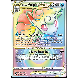 Alolan Vulpix Vstar 197/195- Silver Tempest - Full Art Rainbow - Pokemon Secret Rare