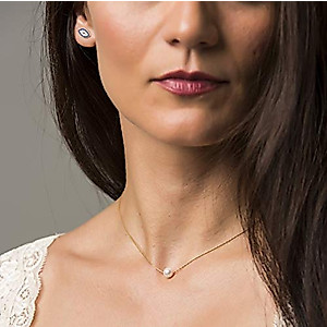 14K Yellow Gold Pearl Necklace for Women, Real Gold Durable Box Chain with Single Cultured Pearl Pendant Necklace Anniversary Birthday Gift for Her, Wife, Mother, Girl 18 Inch (Rose Gold)