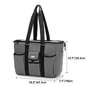 LoDrid Nurse Bag with Bottom Pad, Large Home Health Nurse Bag, Medical Assistant Bag with Multiple Pockets Features, Nurse Equipment Bag for Work, Grey, Bag Only