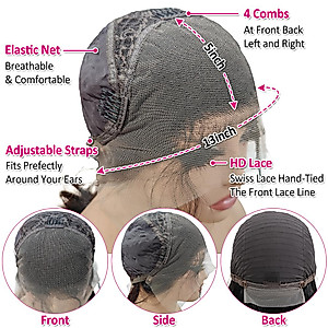 Subella 12A HD Lace Front Wigs Human Hair Pre Plucked Hairline with Baby Hair 180 Density 13x5 Brazilian Straight Human Hair Wigs for Black Women Natural Black Color (14inch)