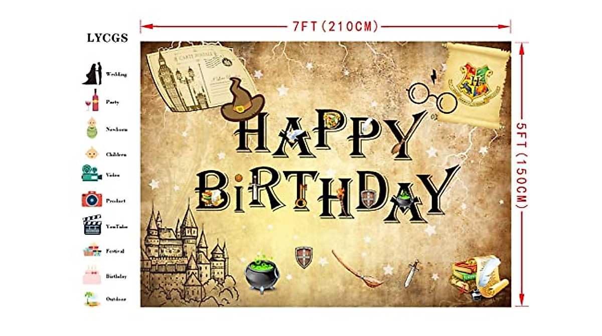 Wizard Birthday Backdrop 7x5ft - Magical Kids Party Decor