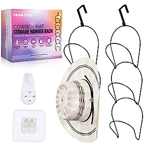 Cowboy Hat Rack for Wall - 5 Pieces Cowboy Hat Holder for Trucks, Durable Metal Hat Rack for Cowboy Hats for Perfect Shape