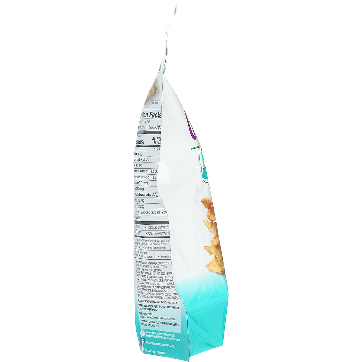 Milton's Craft Bakers Gluten Free Crispy Sea Salt Crackers - Baked Sea Salt Crackers, Non-GMO Project Verified, Kosher, Certified Gluten Free Sea Salt Snack, 5 Grains In Every Bite - 4.5 Oz