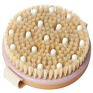 MainBasics Dry Body Brush Exfoliating Body Scrubber - Boar Bristles & Massage Nodules for Dry Skin, Blood Circulation, Cellulite Treatment, and Lymphatic Drainage