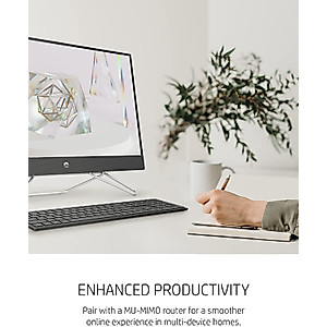 HP Essential All-in-One 27" FHD Desktop, AMD Ryzen 5 5500U, 16GB RAM 1TB PCIe NVMe M.2 SSD+1TB HDD, Wi-Fi, Bluetooth, Windows 11 Home, Black