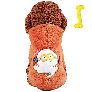 AIHANCH Dog Halloween Costume Cute Ghost Hoodie Winter Warm Fleece Dog Clothes Two-Legged Dog Outfits for Small Dogs Puppy (Small)