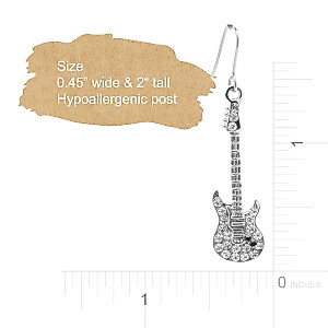 Spinningdaisy Crystal Electric Hanging Guitar Earrings
