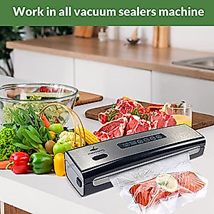 Vacuum Sealer Rolls, Vacuum Sealer Bags - 4 Packs Food-Storage Bags, Fits All Clamp Vacuum Sealer Machine, BPA Free, for Meal Prep Sous Vide