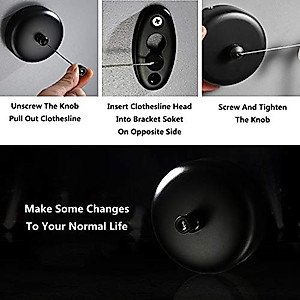 Kilimazart Retractable and Adjustable Washing Line Clothesline 9.2 Feet (Black)