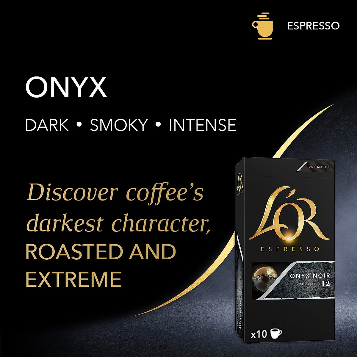 L'OR Espresso Capsules, 100 Count Espresso Onyx, Single-Serve Aluminum Coffee Capsules Compatible with the L'OR BARISTA System & *Nespresso Original Machines