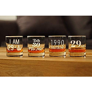 29 + 1 Middle Finger - Funny 30th Birthday Whiskey Rocks Glass Gifts for Men & Women Turning 30 - Fun Whisky Drinking Tumbler