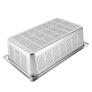 Mgorgeous Anti-Jam Perforated Stainless Steel Steam Table/Hotel Pan, Pack of 2 (6inch)