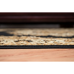 United Weavers Dallas Floral Kirman Area Rug - Black, 8x11, Traditional Indoor Floor Rug with Jute Backing