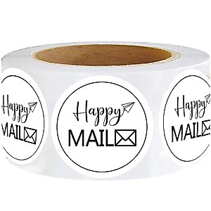 1.5 Inch Happy Mail Stickers,Packing Stickers,Envelope Sealing Stickers for Small Business,500 Pcs/Roll