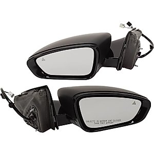 Kool Vue Driver & Passenger Side Power Heated Mirrors for Chrysler 200 2015-2017 With Blind Spot Monitor; Without Signal Light, Memory, Puddle Lamp & Auto-Dimming Paintable