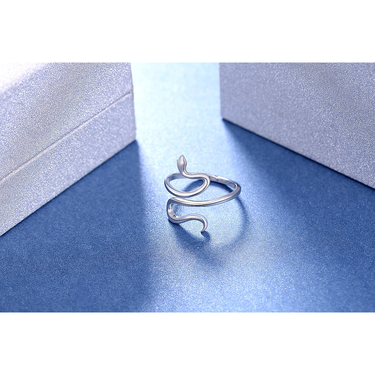 Alphm Snake Ring for Women S925 Sterling Silver Adjustable Wrap Open Spoon Rings Jewelry