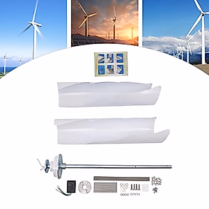 Wind Turbine Wind Generator Kit, 2 Ring Blades Wind Turbine with Controller 400W 12V DC, Vertical Axis Wind Generator Kit Wind Generator Windmill for Home Garden Boat Street Lighting (White)