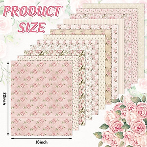Whaline 12Pcs Spring Cotton Fabric Bundles 18 x 22 Inch Retro Floral Printed Fat Quarters Pink Flower Quilting Patchwork Squares Sewing Fabrics for DIY Handmade Crafting Home Party Decor