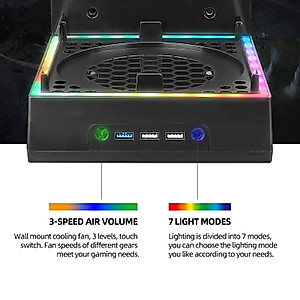 Raryars Wall Mount Cooling Fan for Xbox Series X with High Speed Low Noise Fan and 3 USB Port Xbox Series X Wall Mount Kit with Controller Holder & Headphone Hanger Touch Switch Holder Bundle