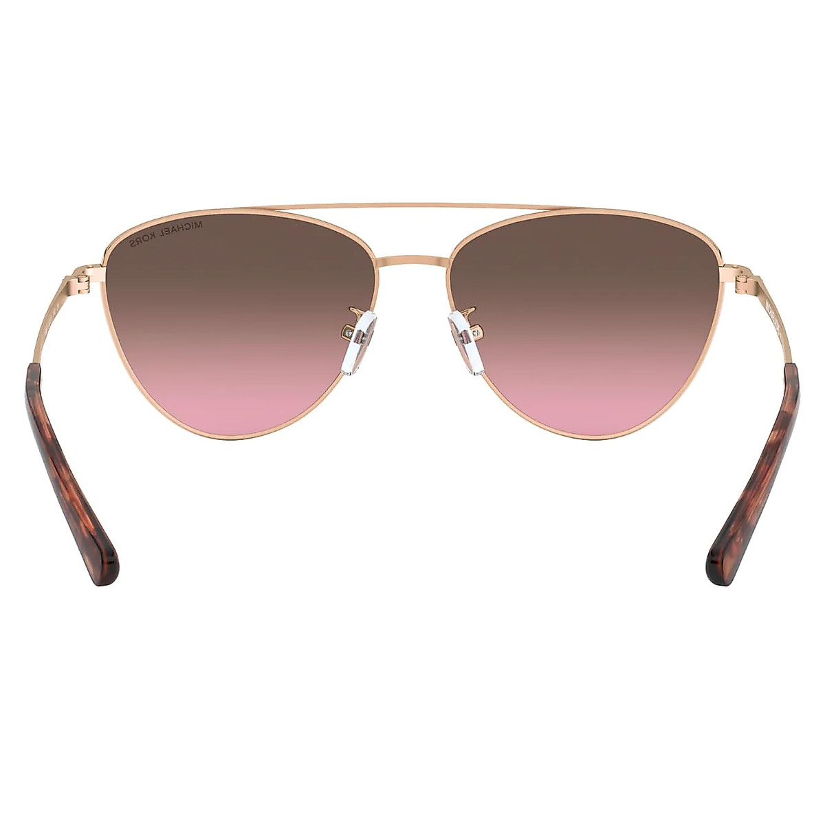Michael Kors Woman Sunglasses Rose Gold Frame, Magenta Gradient Brown Flash Silver Lenses, 58MM