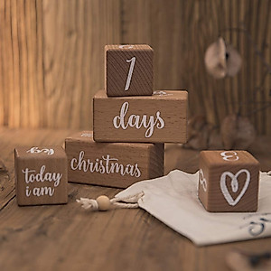 Promise Babe Milestone Blocks Set of 6 Baby Age Blocks for Monthly Milestone Wooden Photo Props Set Perfect for Baby Shower and Keepsake