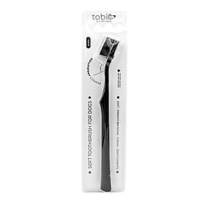 Tobie Oral Pet Care Toothbrush for Dogs with 2340 Filaments - Adult & Puppy Toothbrush - Gentle Doggy Toothbrush with Soft Bristles - Soft Dog Toothbrush for Dog Dental Care - in Black