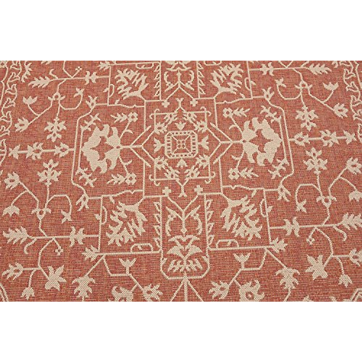 Unique Loom Outdoor Botanical Collection Area Rug - Allover (7' 1" x 10' Rectangle, Terracotta/ Beige)