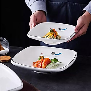 Popcorn or Decoration Ceramic Plate Cold Dish Personalized Hotel Creative Shape Household Commercial Cold Dish Square Dish Plate Sustainable Serving Bowl for Salads, Fruit, Pasta ( Size : Small )