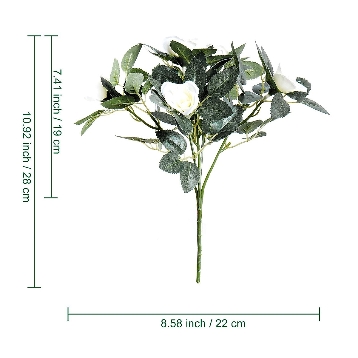 Houele - 6 Pcs 10.92" Milky White Flowers, Artificial Rose Bouquet Fake Flowers, Faux Plastic Greenery Foliage Plants for Home Garden Office Wedding Indoor Decoration