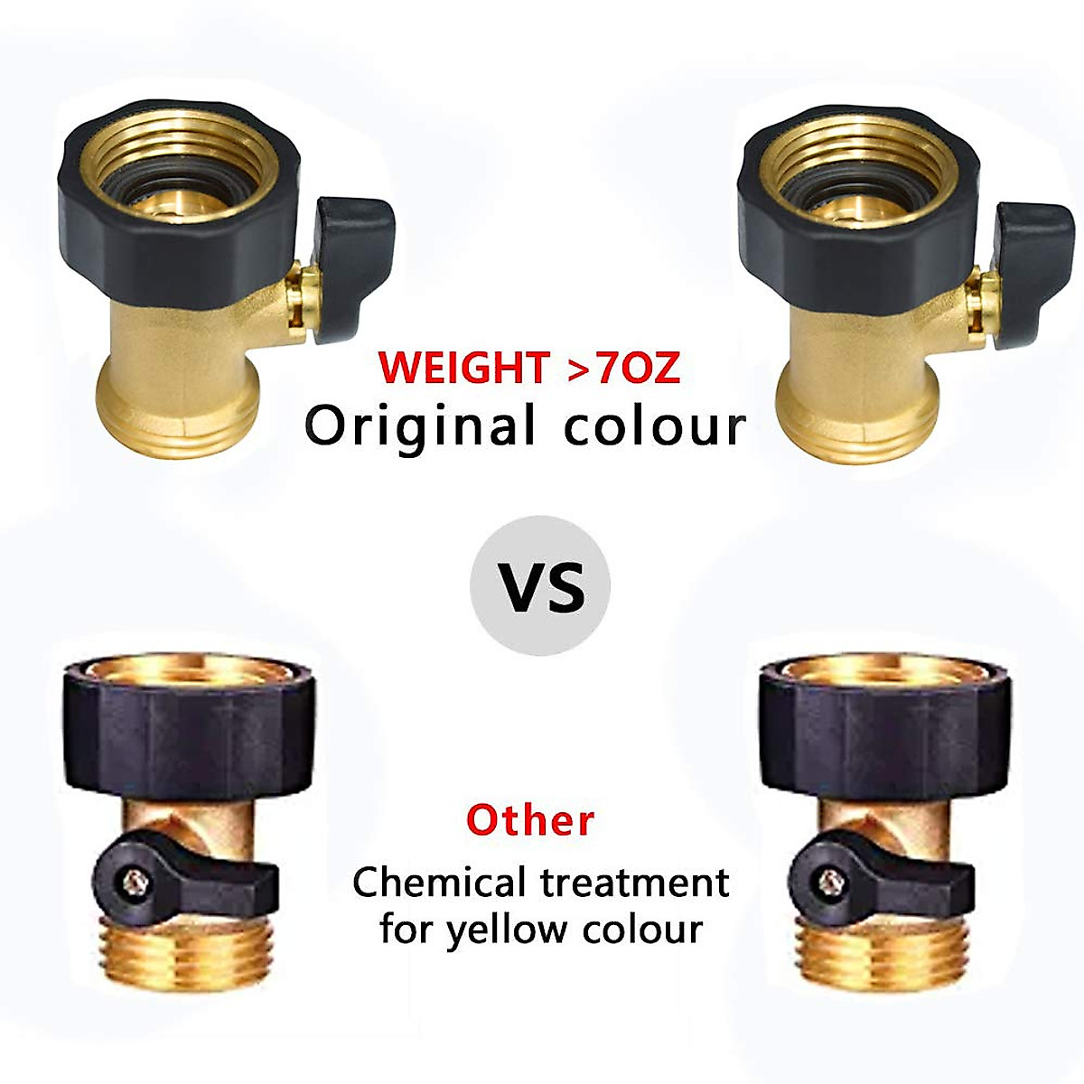 HQMPC Heavy Duty Brass Shut Off Valve Garden Hose Shut Off Valve Garden Hose Connector (2PCS) +4 Extra Pressure Washers