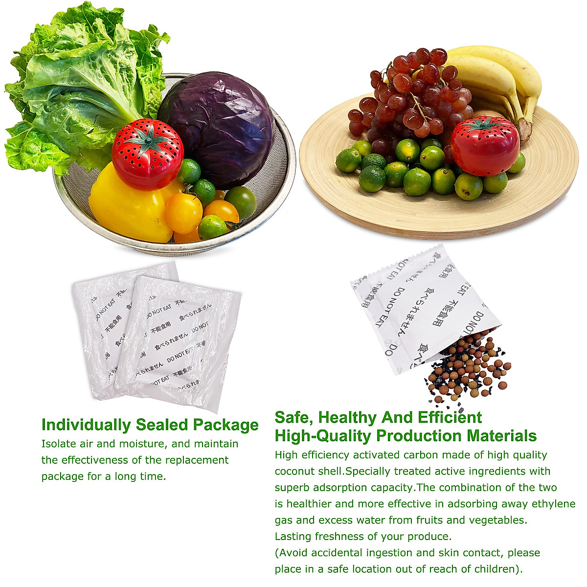 ShuRex Produce Freshness Preserver Saver Kit- Keep Fruits and Vegetables Fresh Longer, Ethylene Gas and Odor Absorber in Refrigerator (2 Pack)