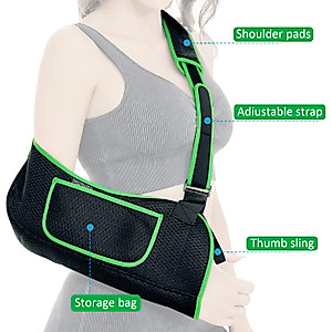 KKOOMI Arm Sling, Arm Sling for Shoulder Injury, Rotator Cuff Pillow, Arm Sling Shoulder Immobilizer, with Adjustable Padded, Shoulder Brace for Women Men, Arm Sling for Wrist Elbow Injury, Women Support Straps for Left&Right (Black, Large/X Large)