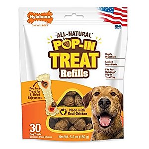 Nylabone Pop-In Dog Treat Refills for Treat Toy Combo Chicken Medium/Wolf (30 Count)