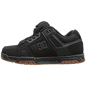 DC Men's Stag Low Top Skate Shoe, Black/Gum, 11 D US