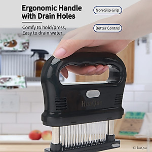 HuaQue Meat Tenderizer Tool, Detachable 48-Blade Stainless Steel Steak Tenderizer Needles for Tenderizing Beef/Chicken/Pork, Dishwasher Safe, Cleaning Brush/User Manual/Recipe Ebook (PDF) Included