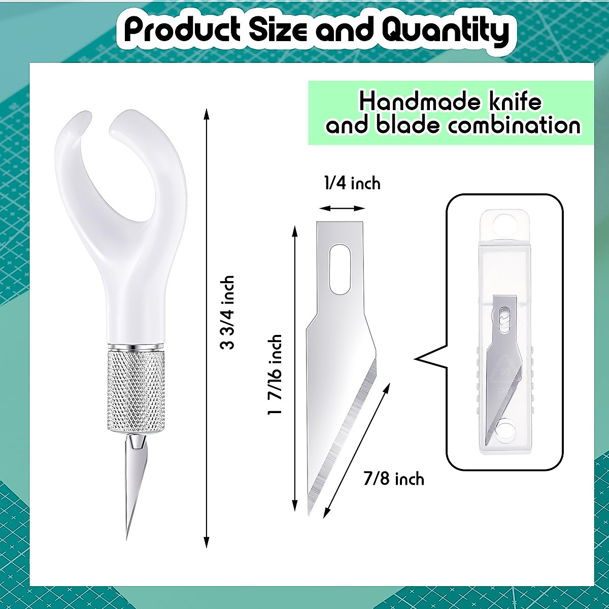 Lasnten 2 Pack Fingertip Craft Knife 4.2 Inch Finger Detail Knife with Blades Ergonomic Hobby Knife Handle with Finger Grip Cutting Tool for Precision Cutting and Trimming, 10 Pcs Blades