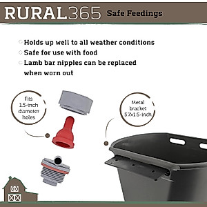 Rural365 Lamb Feeder Bucket - 8L Livestock Bucket with 5 Teat Animal Feeding Nipples Milk Feed for Calf Sheep and Goat
