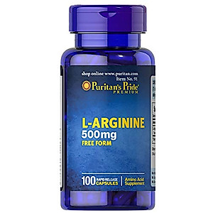 Puritans Pride L-Arginine 500 mg, Heart Health Support, 100 Count