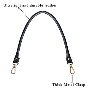 BEAULEGAN Purse Leather Handles Replacement 2 Pcs for Handbag, 23.6 Inch, Black Gold