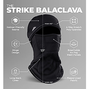Tough Headwear Balaclava Ski Mask - Winter Face Mask for Men & Women - Cold Weather Gear for Skiing, Snowboarding & Motorcycle Riding (Black)