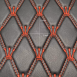 LANOBA Quilted Foam Vinyl Fabric King Crown Classic Pattern with 0.23" Sponge Backing Faux Leather Fabric for Car Headliner, Furniture Upholstery, Headboards,Diamond 2" x 3" (King Crown)