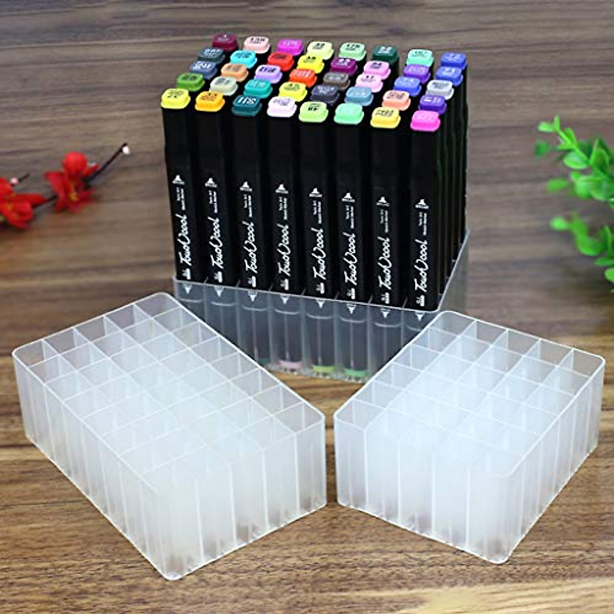 Desk Pen Holder,QINYUAN,30/40 Slots Marker Storage Brush Pencil Rack Table Stand Organizer Multifunction Tool