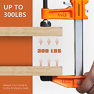 Jorgensen 6 inch Bar Clamp Set, 4 Pack Steel F Clamp Light Duty, 300 lbs Load Limited, for Woodworking, Metalworking, DIY