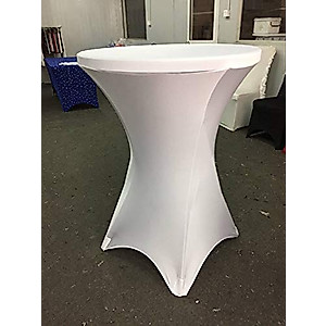 White Spandex Cocktail Table Cover - Fitted High Top Round Table Cloth - Round Tablecloth Covers for Bar Table Pub Table Round Kitchen Table High Top Table Bistro Table - Tables and Cocktails (2-Pack)
